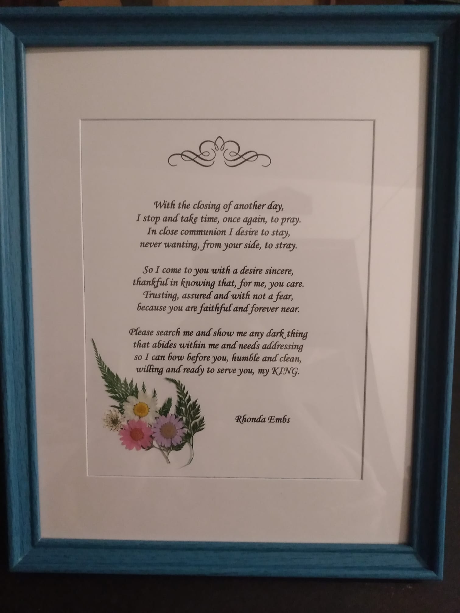 Framed Poem Bizzy Handz Rhonda Embs